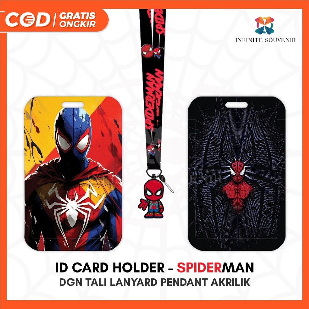 GANTUNGAN [N003] Spiderman/name Tag Card Holder Spiderman Character ...