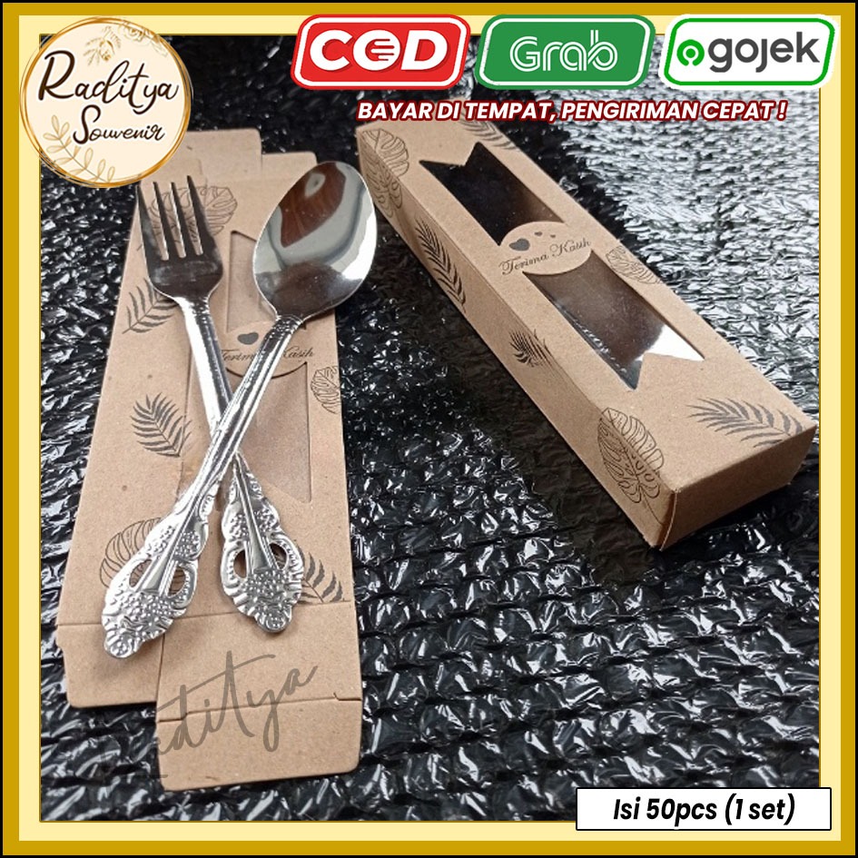 (isi 50pcs) Puppet Cutlery Souvenir (STENLIS) Separate Box Name TAG ...