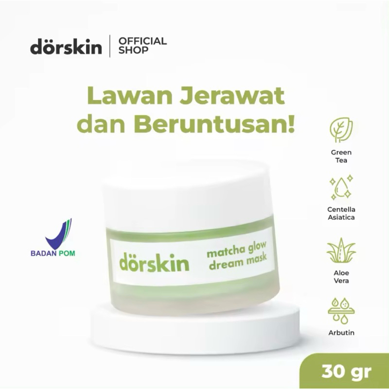 (EXP 12/2026) DORSKIN MATCHA GLOW DREAM MASK - ACNE MOISTURIZER MORNING ...