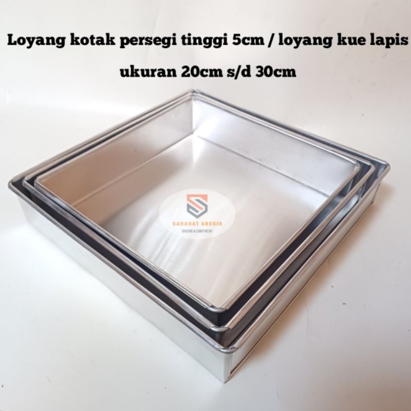 Square cake tin 5cm high, size 20cm 22cm 24cm 26cm 28cm 30cm | Shopee ...
