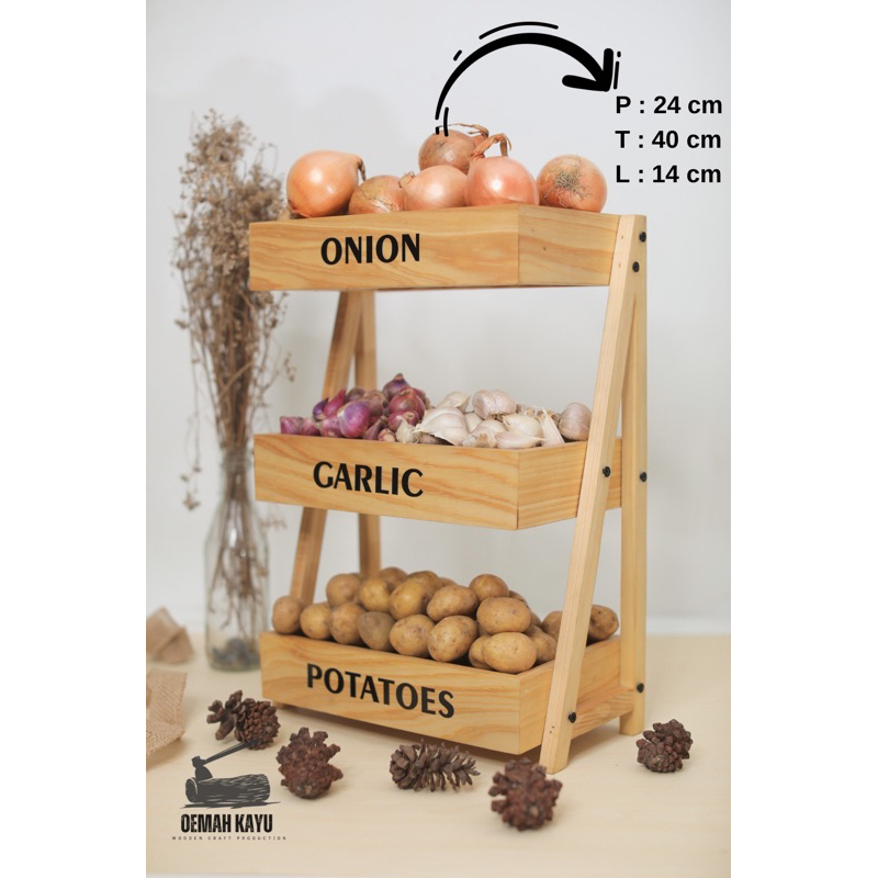 MERAH PUTIH 3-level Kitchen Spice Rack premium 3-tier Onion Rack ...