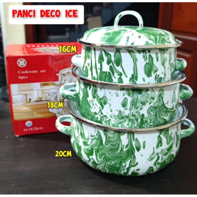 HIJAU Old School 3 Tier Pans Set of 3 Dotted Pans Including Pot Lids ...