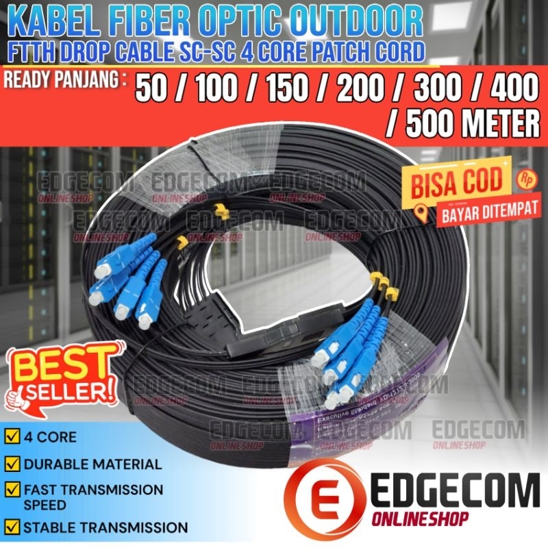 Fiber OPTIC FO 4 CORE PRECON FTTH SC OUTDOOR CABLE 50 METERS OPTICAL ...