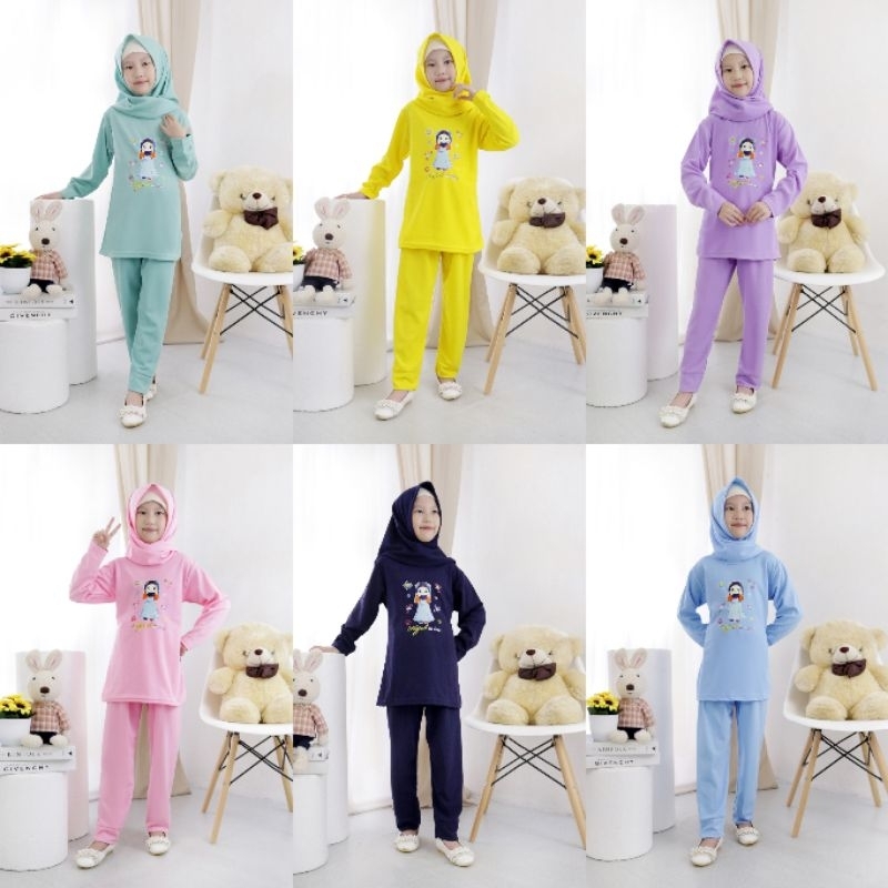 Muslim Girls Tunic Suit/set Of Long Pants For Children Aged 6-13 Years ...