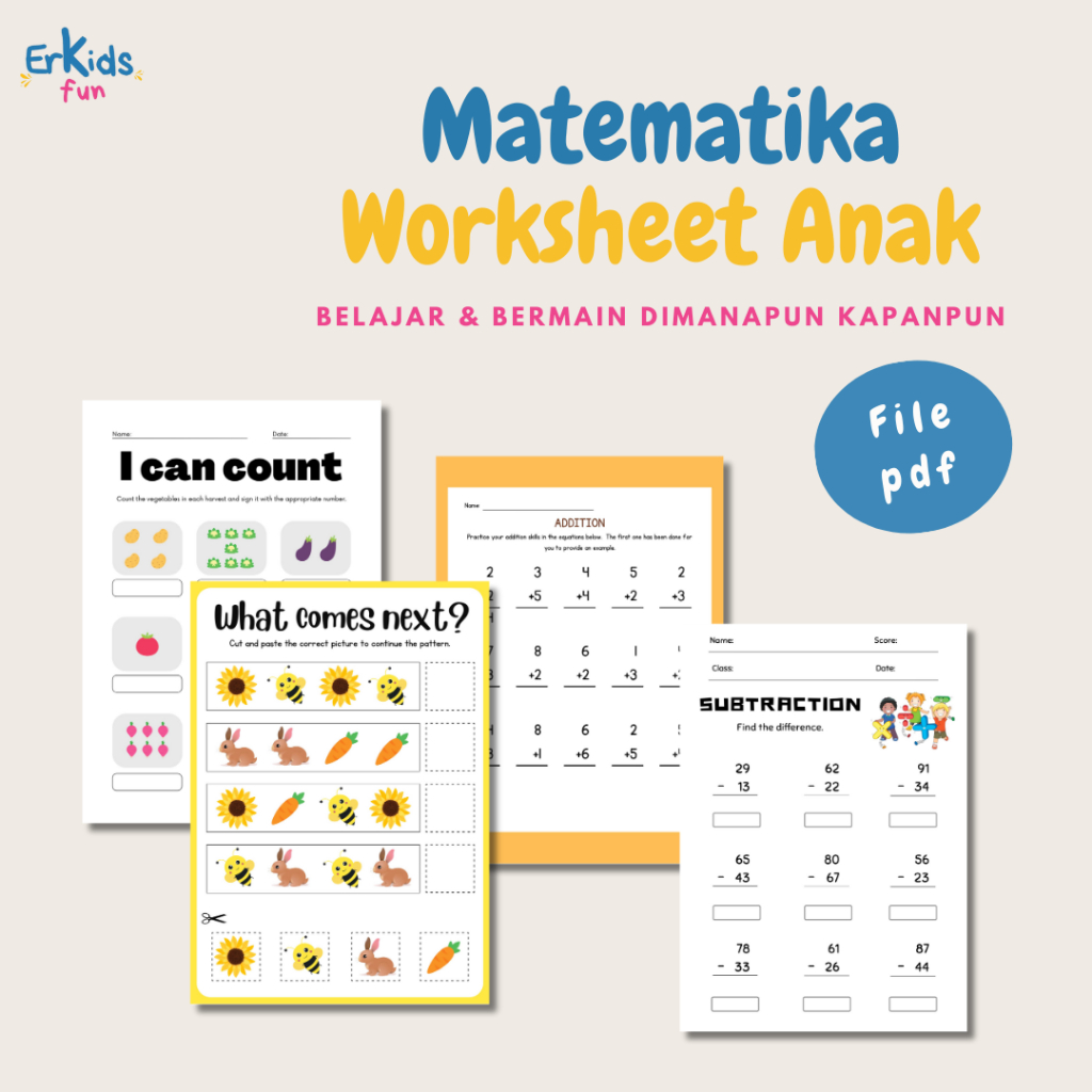 Printable Mathematics Worksheets for PAUD/Kindergarten and Elementary ...
