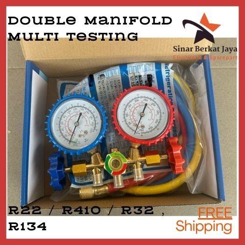 Double Multi Testing Manifold R22 R410 R32 R134 Ac Freon Filling ...