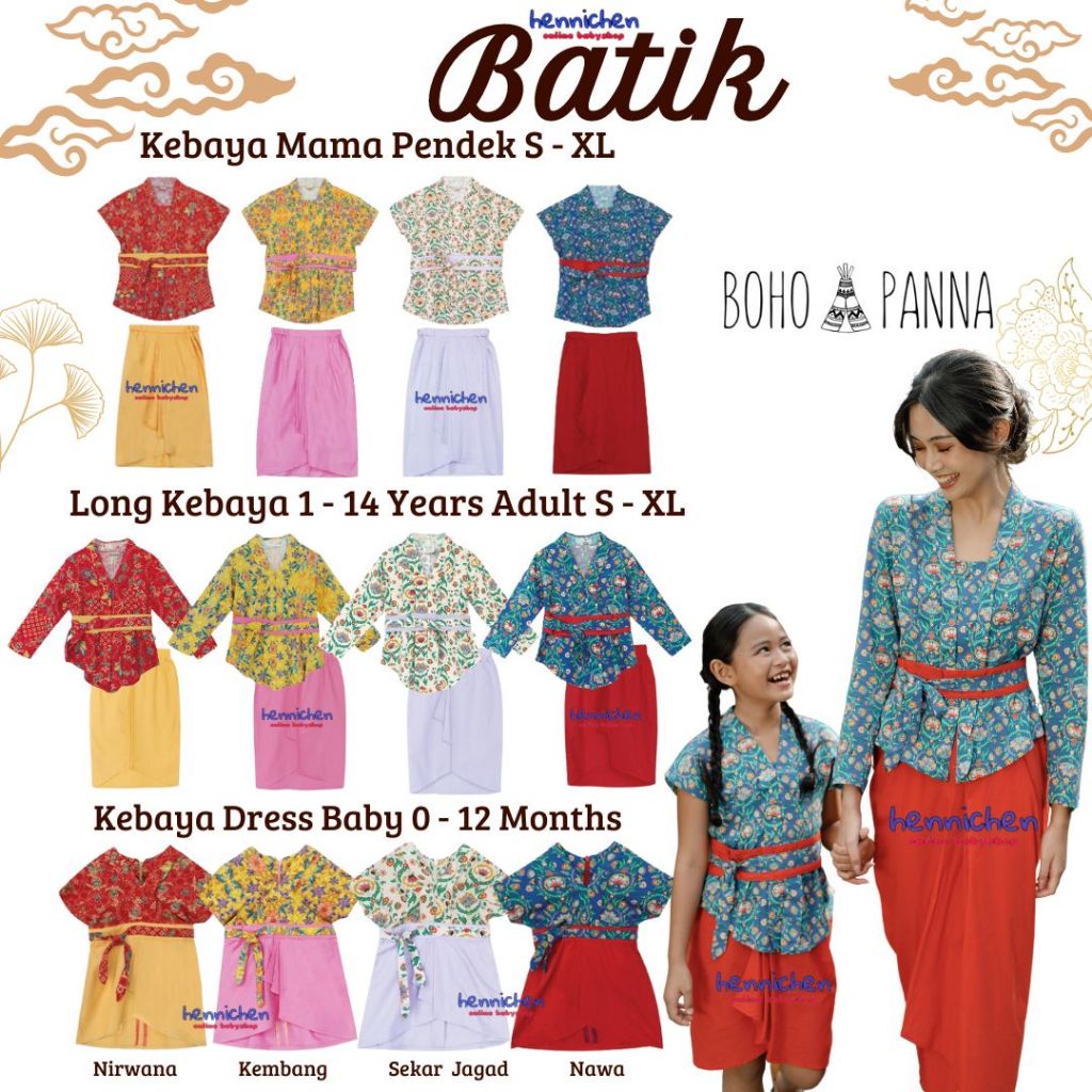 Bohopanna 0-12 Years / Mother Kebaya Long Sleeve Long Kebaya / Baby ...