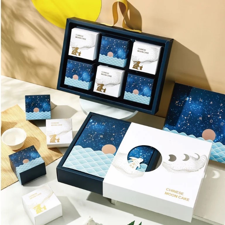 PUTIH (KK99-100) White Blue Slop Mooncake Cake Box | Shopee Malaysia