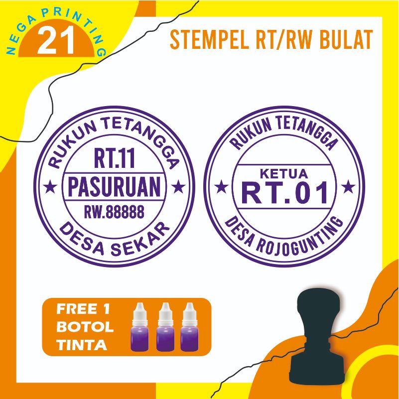 Automatic round RT / RW flash stamp / Village Head Stamp / Village Head ...