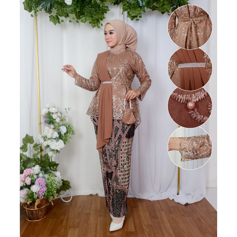 Aurora tille kebaya Suit Shawl Combination Of Sequin tille kabaya Graduation kebaya kartini ...