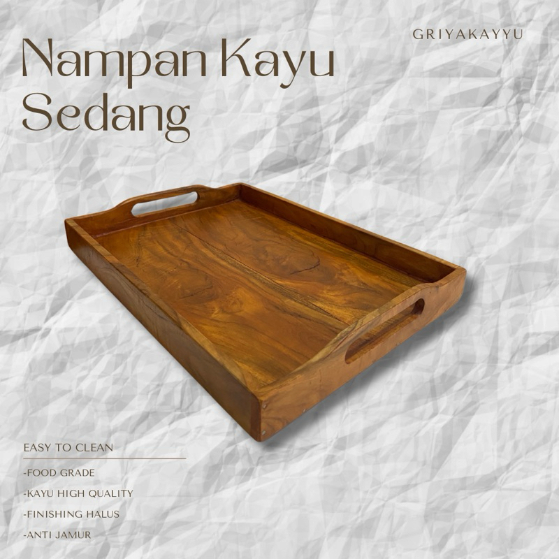 KAYU Medium Size Mahogany Teak Wood Tray/Wooden Tray/Wooden Serving ...
