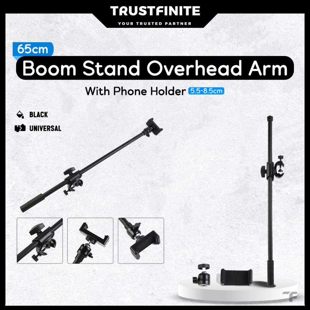Boom Stand Overhead Arm 65cm Boom Stand Overhead Arm with Phone Holder ...