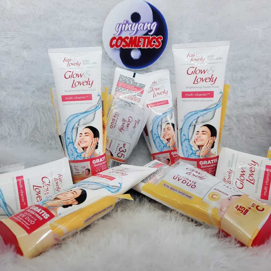 Glow & Lovely Facial Foam 100ML Free Cream Lovely Sachet Vit C | Shopee ...