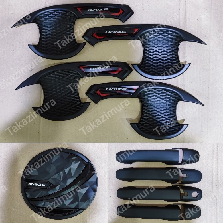 HITAM Matte Black Outer Handle & Tank Cover Package for Toyota RAIZE ...