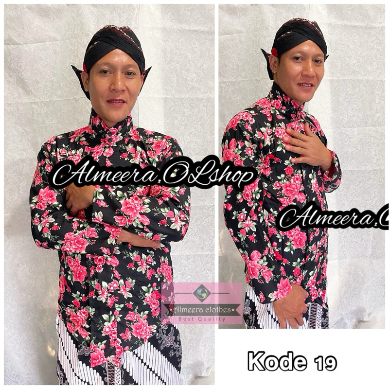 MERAH Surjan Kembang raja keong traditional red flower surjan | Shopee ...