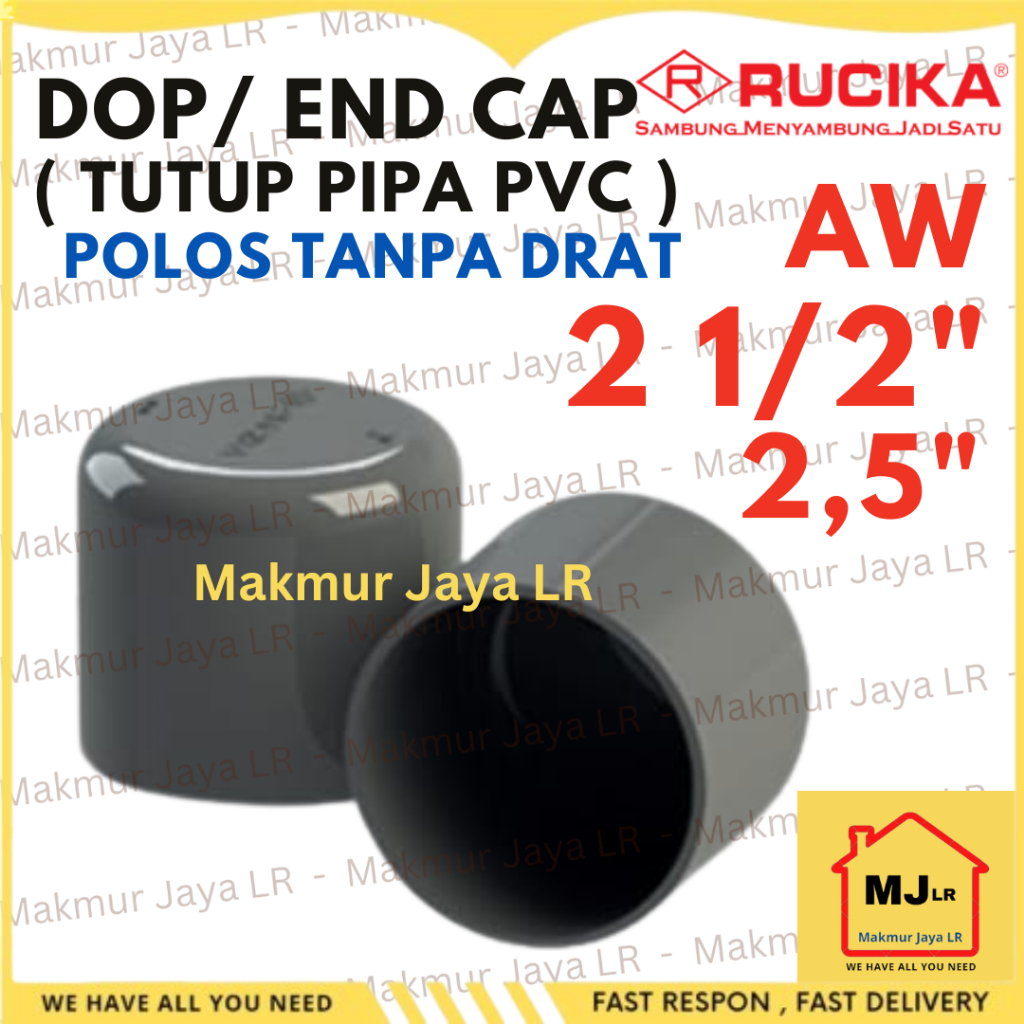Dop 2 1/2" 21/2 inch END CAP AW THICK Plain PVC Pipe CAP Without Thread ...