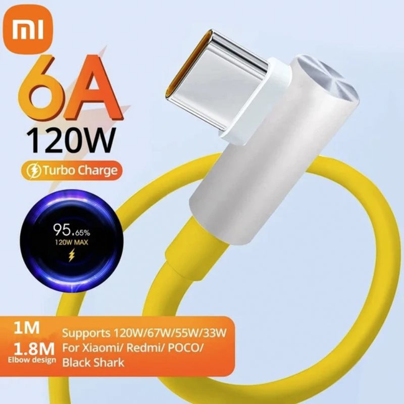 Data Cable Type C Xiaomi TURBO FAST CHARGE Decimal 33W 55W 67W 120W 90 ELBOW Poco X3 X4 X5 X6 F3 ...