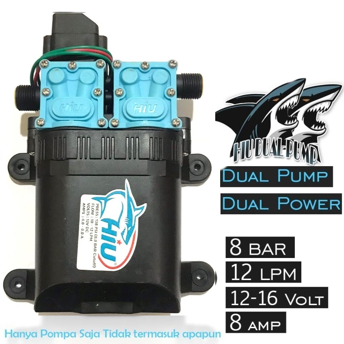Shark Dual Pump IN OUT Drat 18mm High Pressure 12V DC Pump 9 LPM 138psi ...