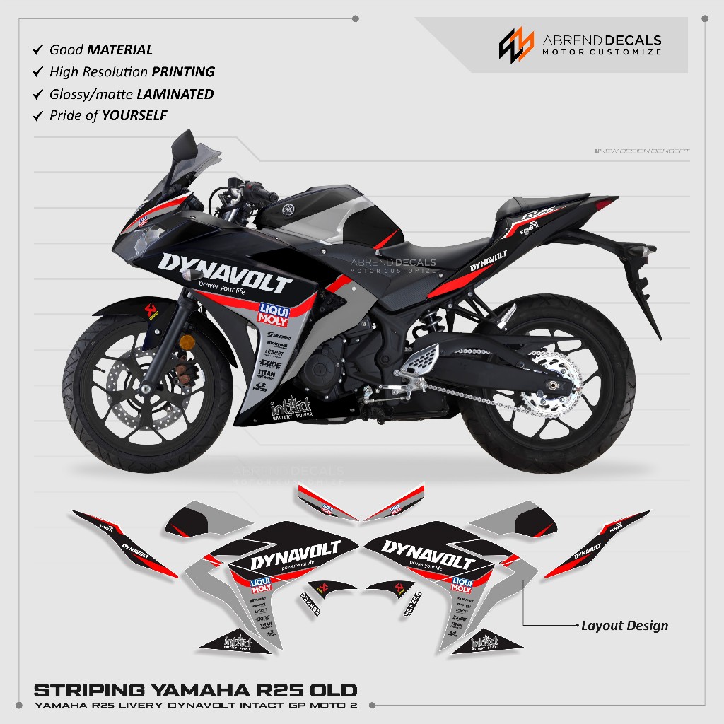 Striping YAMAHA R25 LIVERY DYNAVOLT INTACT MOTO 2/R25 OLD Motorcycle ...