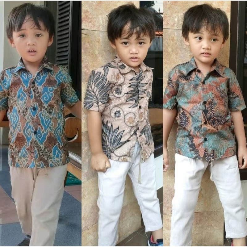 KEMEJA SHORT-SLEEVED CHILDREN'S BATIK SHIRT || BATIK FOR BOYS AGED 1-12 ...