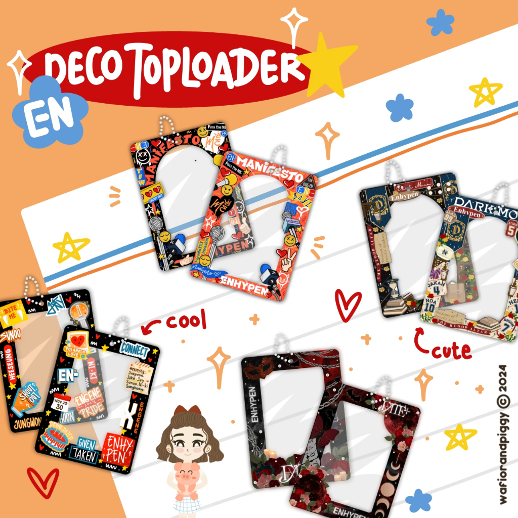 Wafior and Piggy - ENHYPEN Toploader Deco (Photocard Holder PVC 35pt) - 2 sided Deco Toploader ...