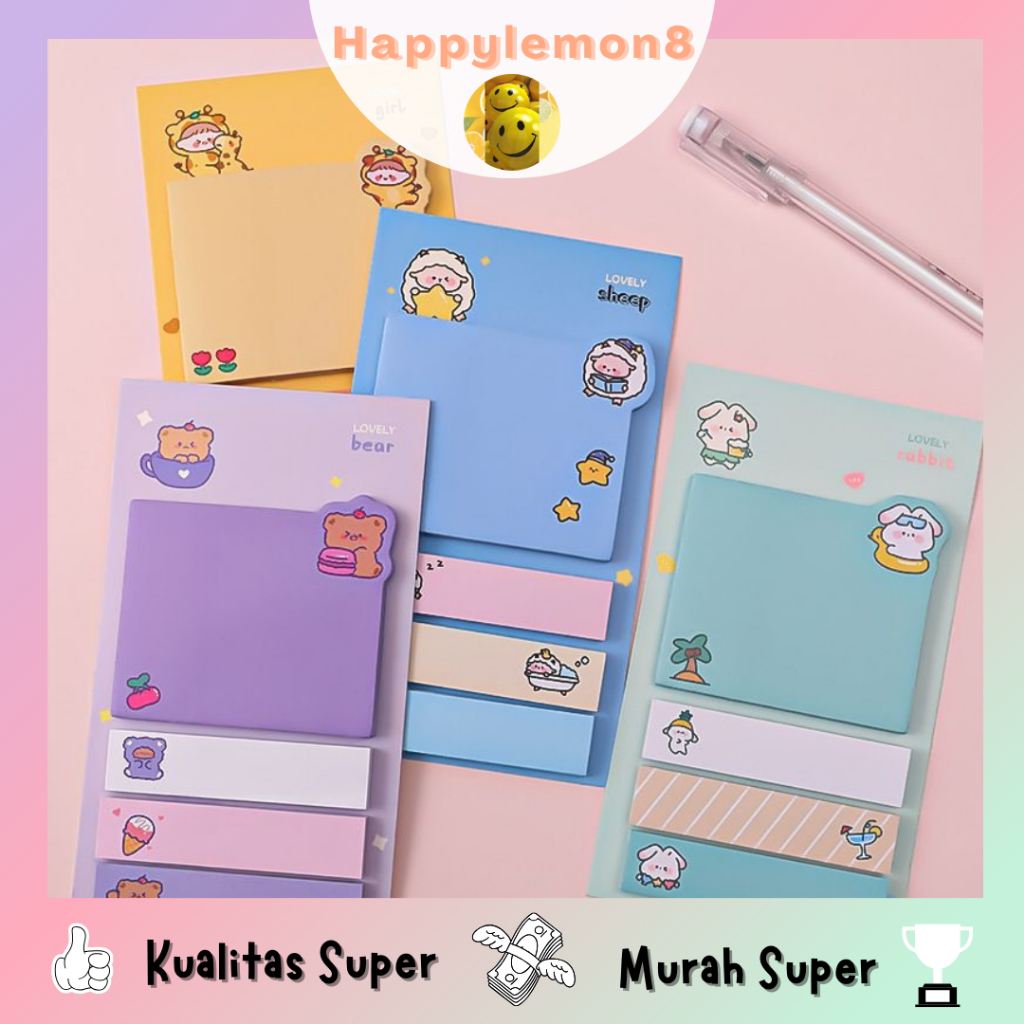 80 sheets of Sticky Notes Bookmarks / Book Page Reminders / Cute Color ...