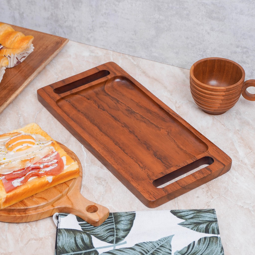 KAYU SIKU Teak Tray Elbow Handle/Teak Wood Tray | Shopee Malaysia