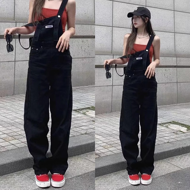 HITAM Trendy Korean Black New Style Women's Jeans Jumpsuit/Loose High ...