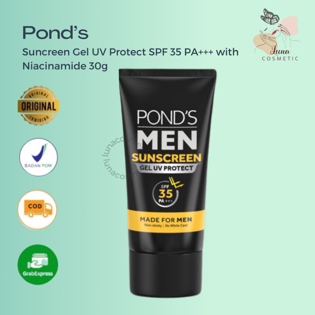 Ponds MEN Suncreen Gel UV Protect SPF 35 PA+++ with Niacinamide 30g ...
