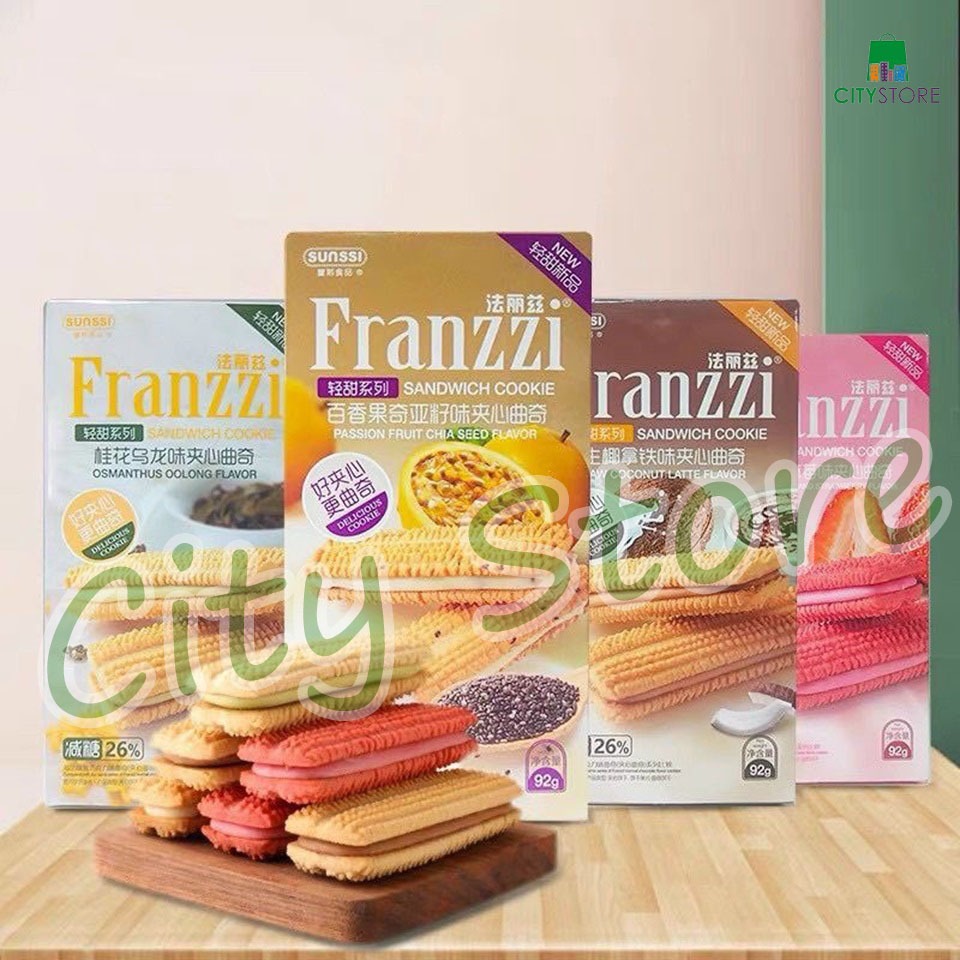 [1 Box] Franzzi Cookies 92g - Franzzi Biscuit Box - Franzzi Biscuit Sandwich Omangthus Flavor ...