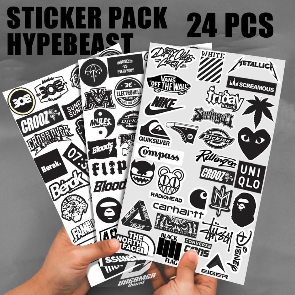 24 Pcs sticker Pack Brand Hypebeast Series Aesthetic for HP Helmet ...
