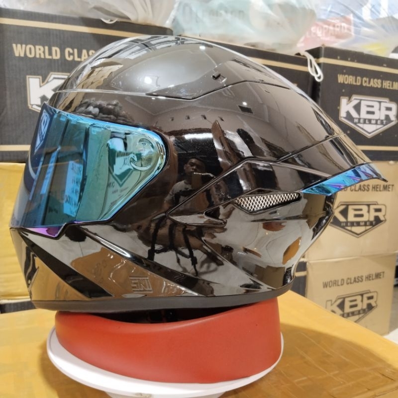 Full FACE Helmet KBR TTC SOLID BLACK GLOSSY FULL FACE (Package Handsome ...