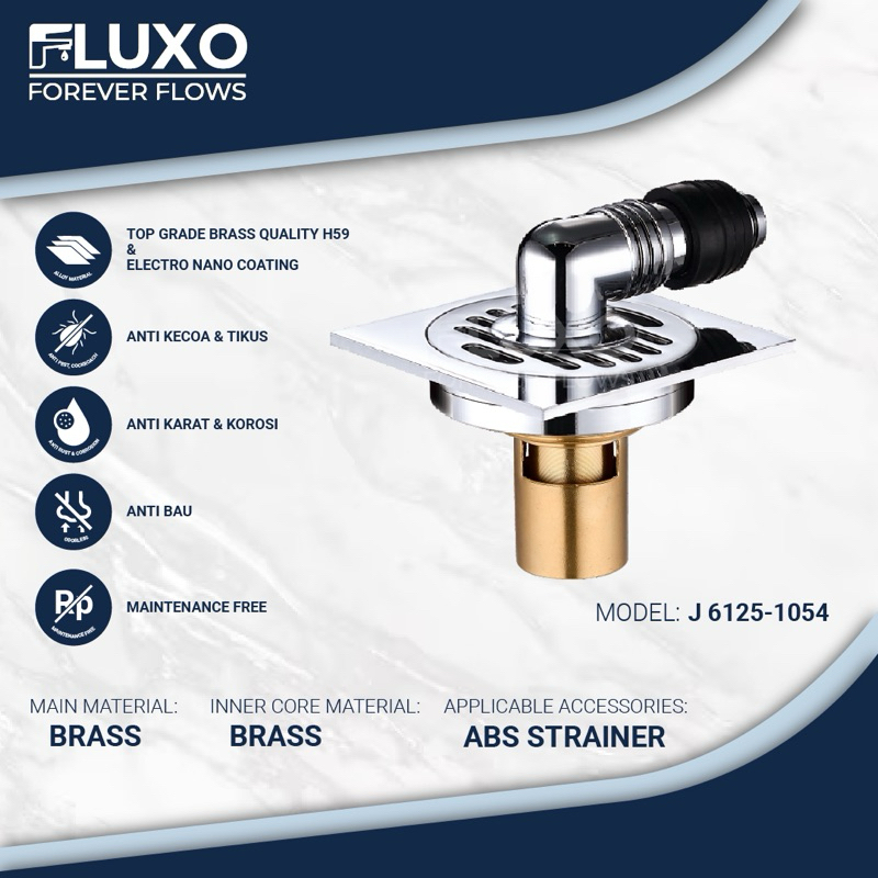 MESIN Fluxo FLOOR DRAIN STRAINER BRASS GOT FILTER BATHROOM ANTI-ODOR ...