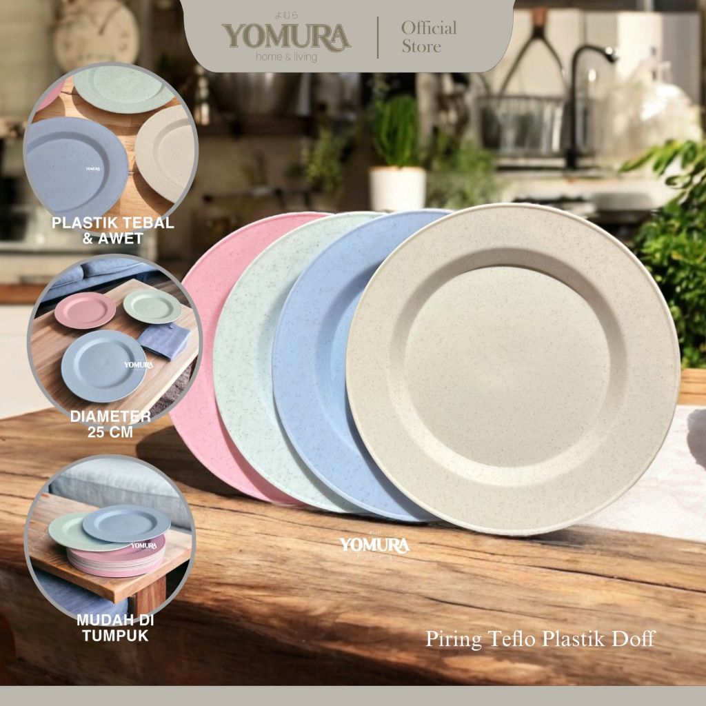 Yomura Teflo Matte Doff Premium Plastic Plate Dinnerware | Shopee Malaysia