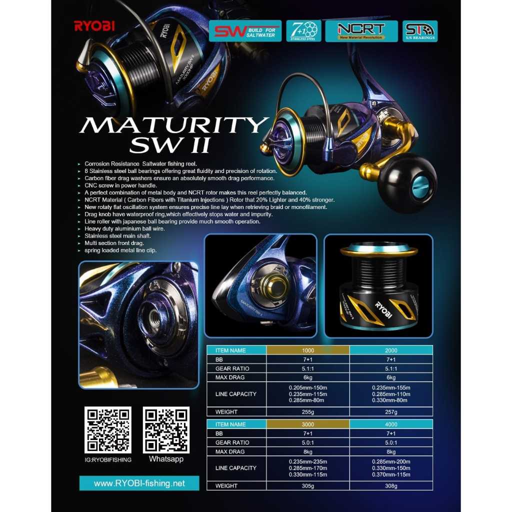 Reel SPINNING RYOBI MATURITY SW II (POWER HANDLE) | Shopee Malaysia