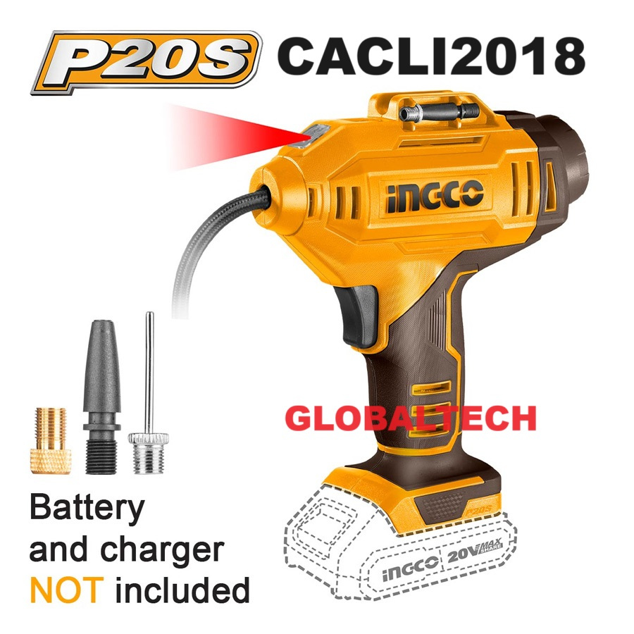 INGCO CACLI2018 20V 150PSI CORDLESS COMPRESSOR + MINI CAR TIRE PUMP ...
