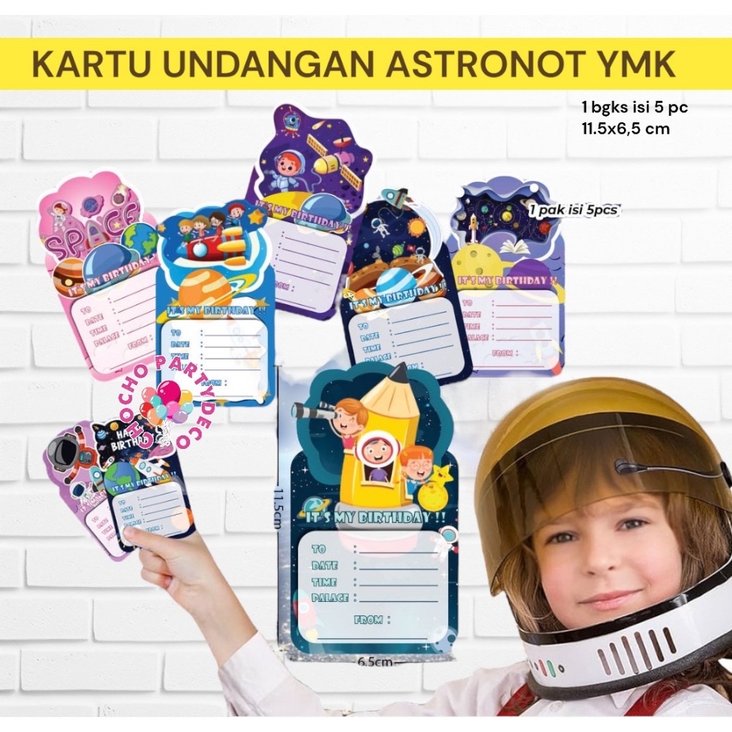 Ymk Astronaut Invitation Card Contents 5/Space Ufo Children's Birthday ...