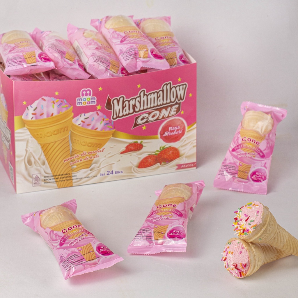 MAAM MAAM MARSHMELLOW Cone Strawberry / Vanilla / Chocolate Wafer Cone ...