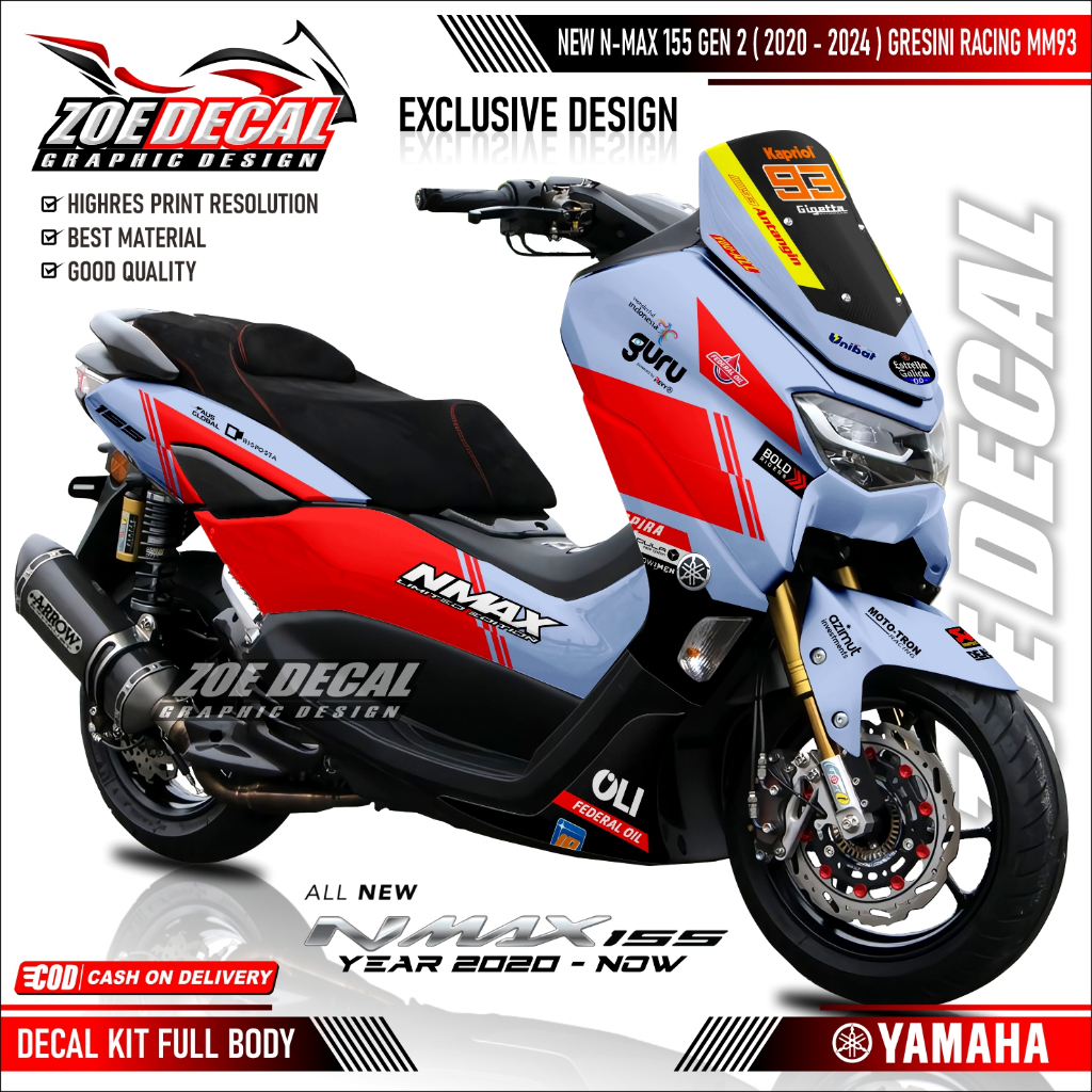 Terbaru Decal FULL BODY YAMAHA NMAX 155 NEW 2020 UP Livery Gresini ...