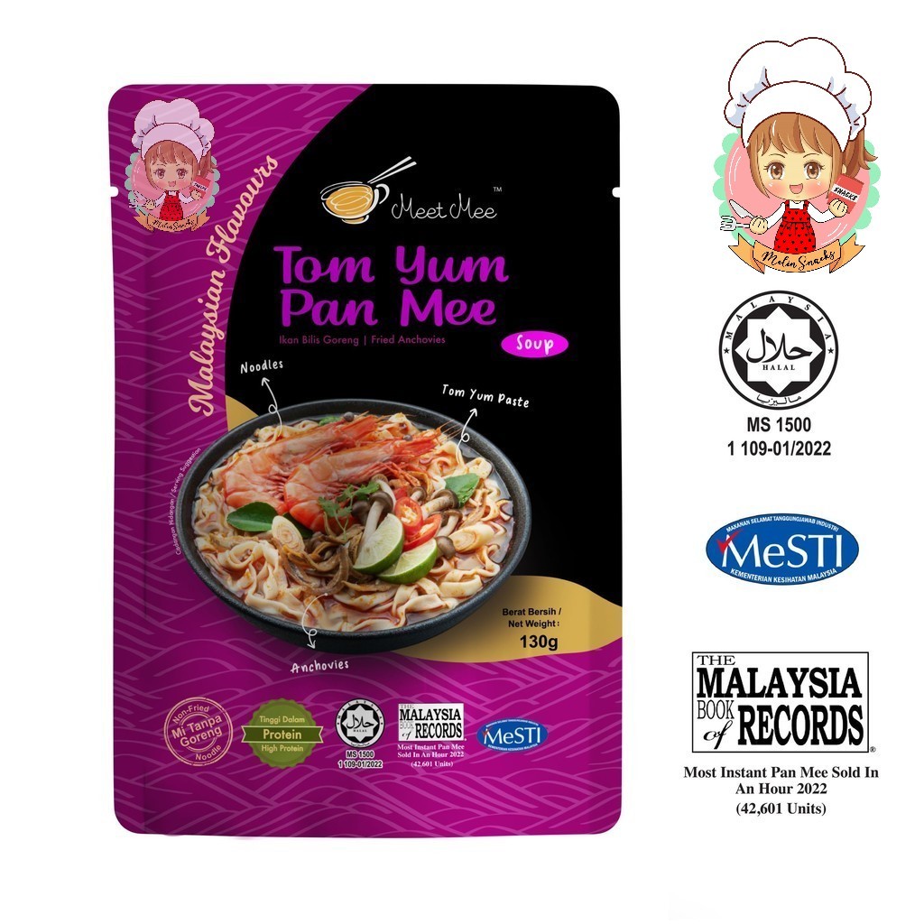 Meet Meet Tom Yum Soup Thick Pan Mee (100g) Malaysian noodles | Shopee Malaysia