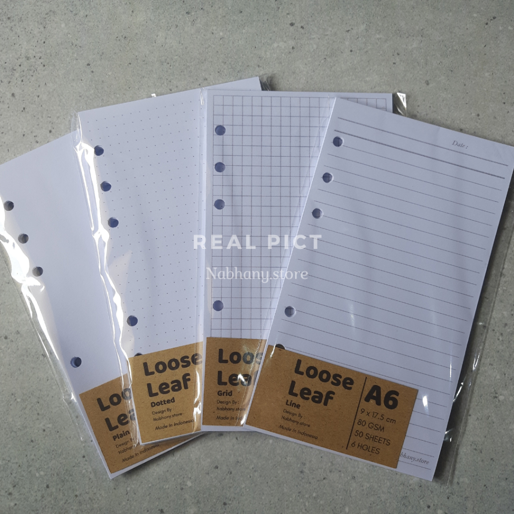PUTIH BINDER CONTENTS | BINDER PAPER | LOOSE LEAF WHITE & COLOR A6 6 ...