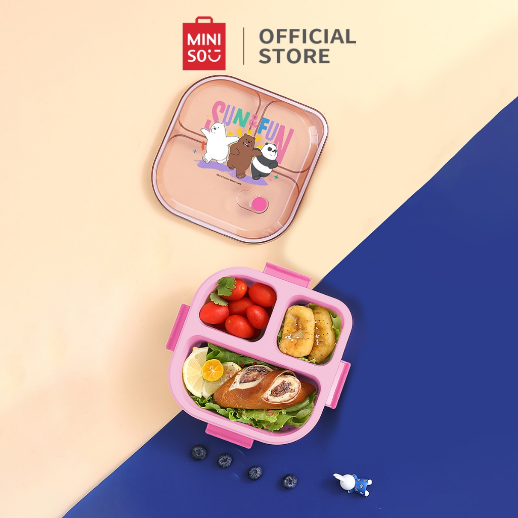 Miniso x We Bare Bears Bento Lunch Box 3 Compartments Fresh Storage Box ...