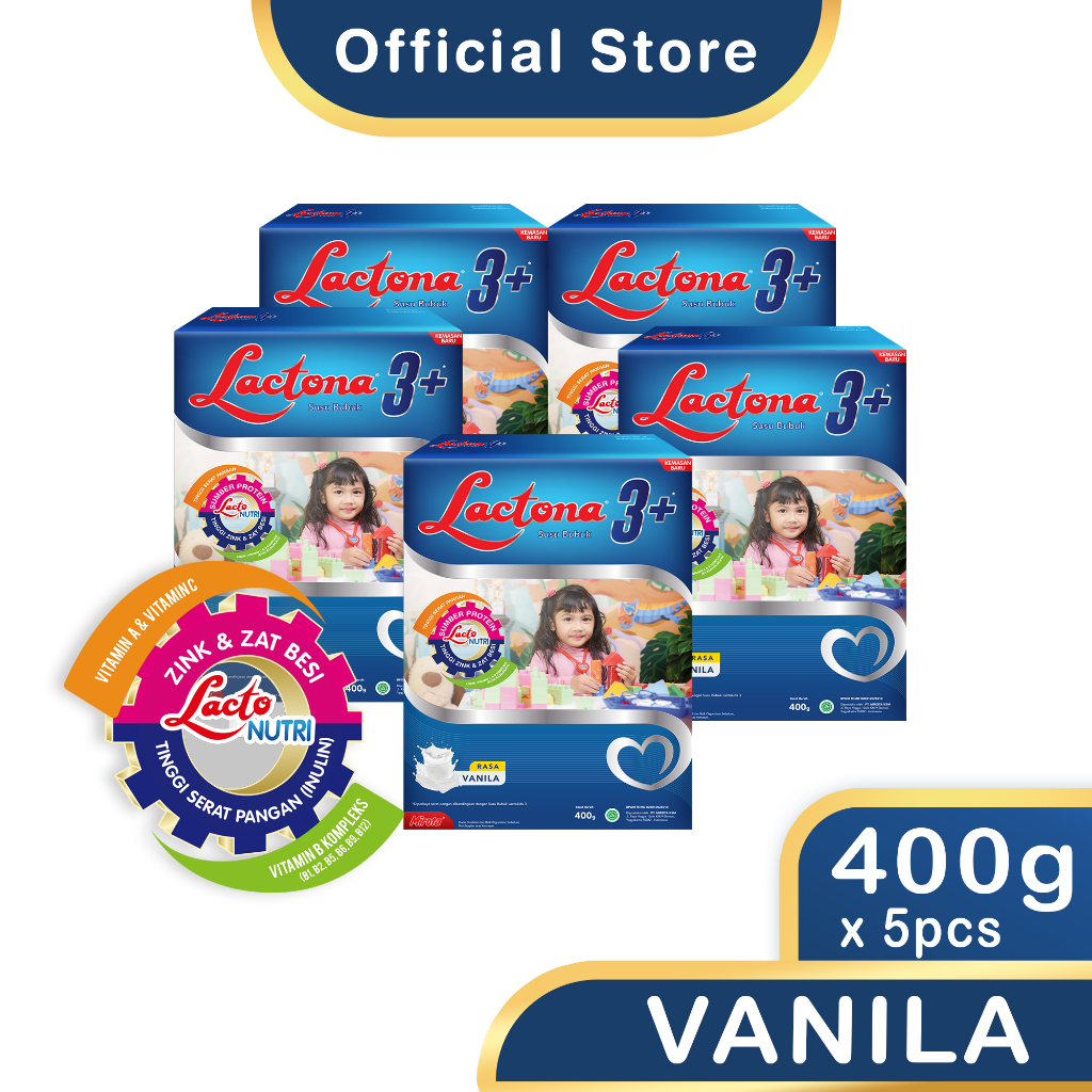 Packet LACTONA 3+ Milk Growth Ages 3-12 Years 400 Gr X 5 Box | Shopee ...