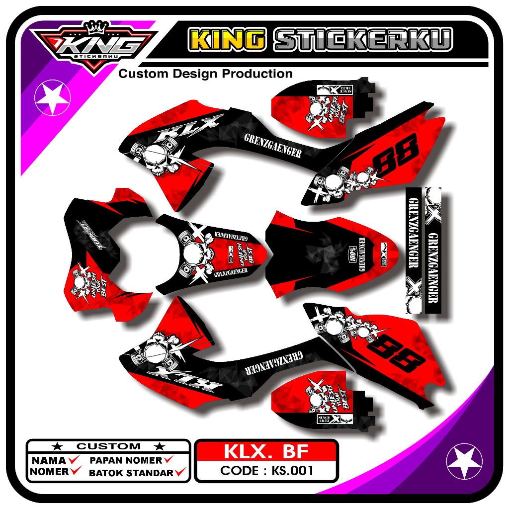 Sticker Decal Full Body KLX 150 BF SUPERMOTO - Sticker Striping KLX 150 ...
