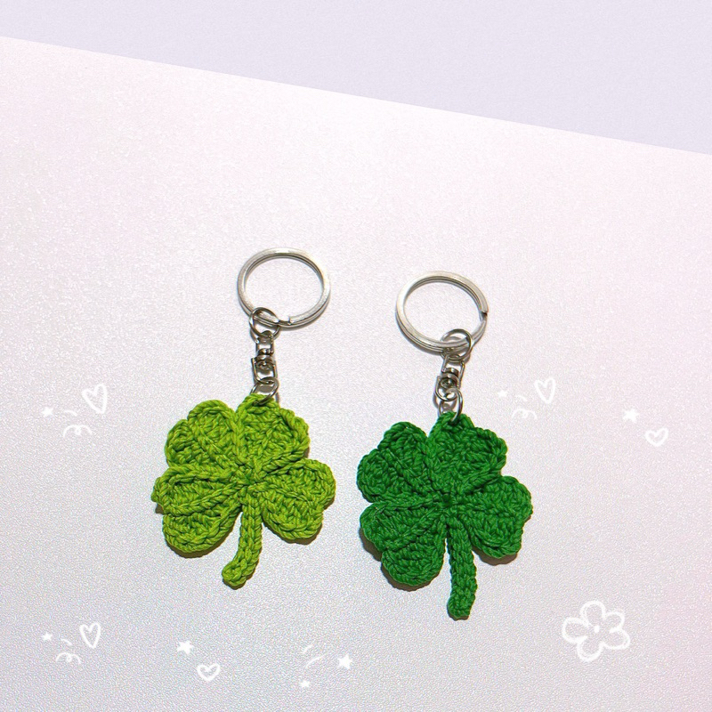 GANTUNGAN Clover Leaf Clover Keychain Crochet Leaf Queen of Tears ...
