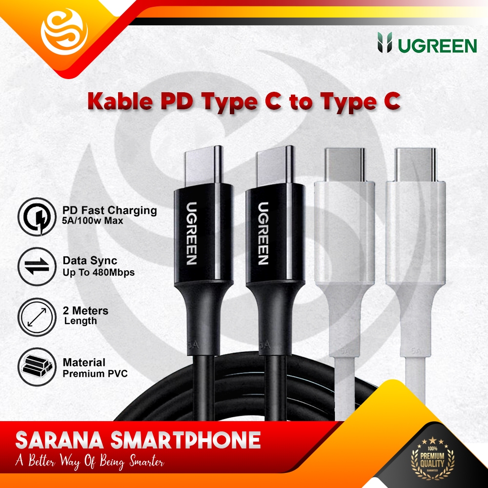 Ugreen PD Type C to Type C Data Cable Premium PVC PD Fast Charging 100W Max 5A 480 Mbps | Shopee ...