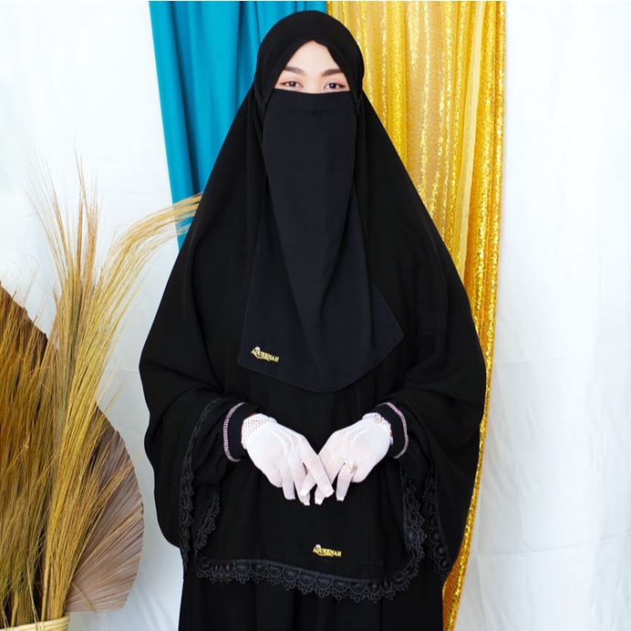 HITAM Aqueenah - Khimar Zainab Hijab Bergo Instant Syari - Jetblack Black | Shopee Malaysia