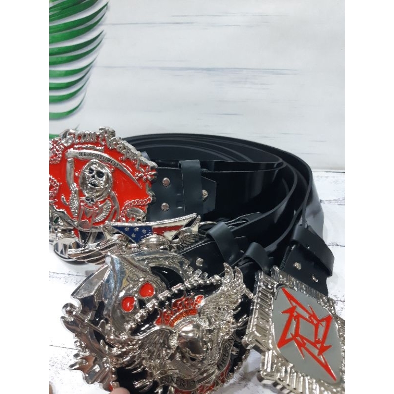 Men's metal skull head belt made of javarino fiber | Shopee Malaysia
