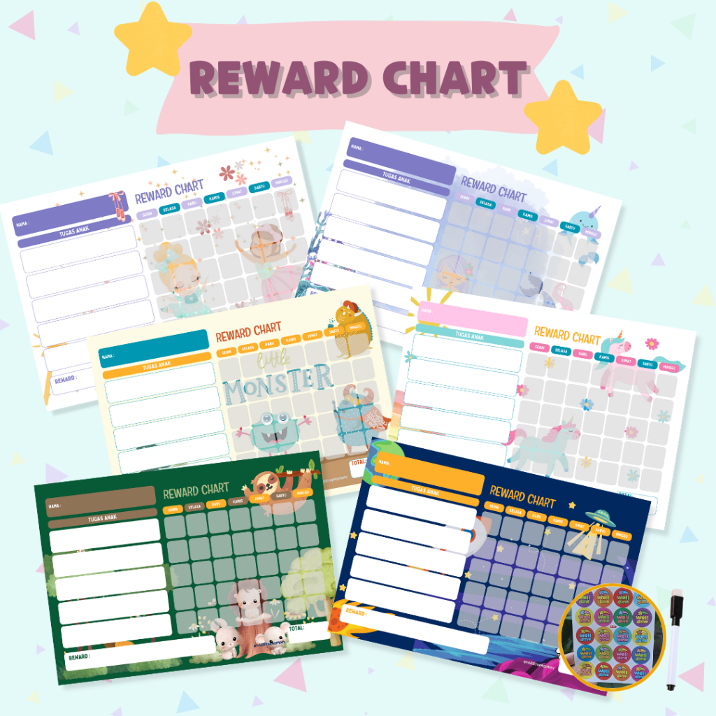[FABBYNMOMMY] - 1 SET REWARD CHART CHILDREN WIPE AND CLEAN ...