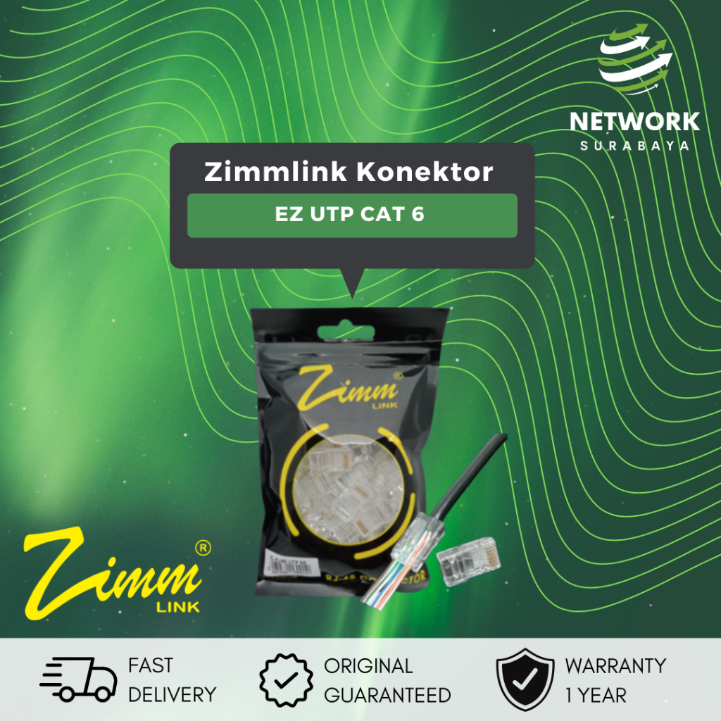 Zimmlink 50 UNITS EZ UTP CAT6 CONNECTOR RJ45 UTP CAT 6 ANTI FAIL ZIMM ...